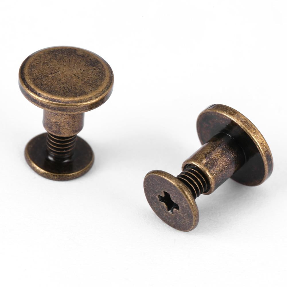 Lyumo 20pcs Flat Head Copper Brass Screws Nuts Nails Rivets Leather Cap Accessory Brass Rivets