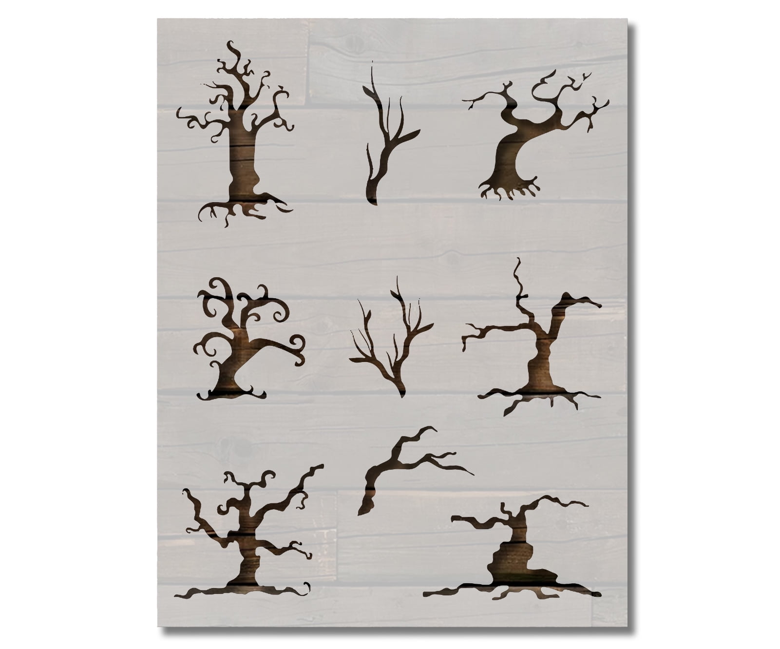 Spooky Halloween Trees Stencil Template Reusable 8.5 x 11 Inches for ...