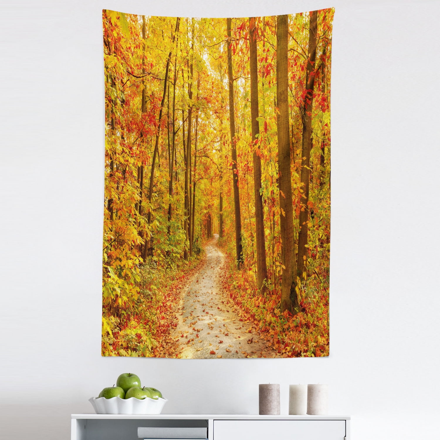 Fall Tapestry, Deciduous Trees Seasonal Leaves Pathway Wilderness ...