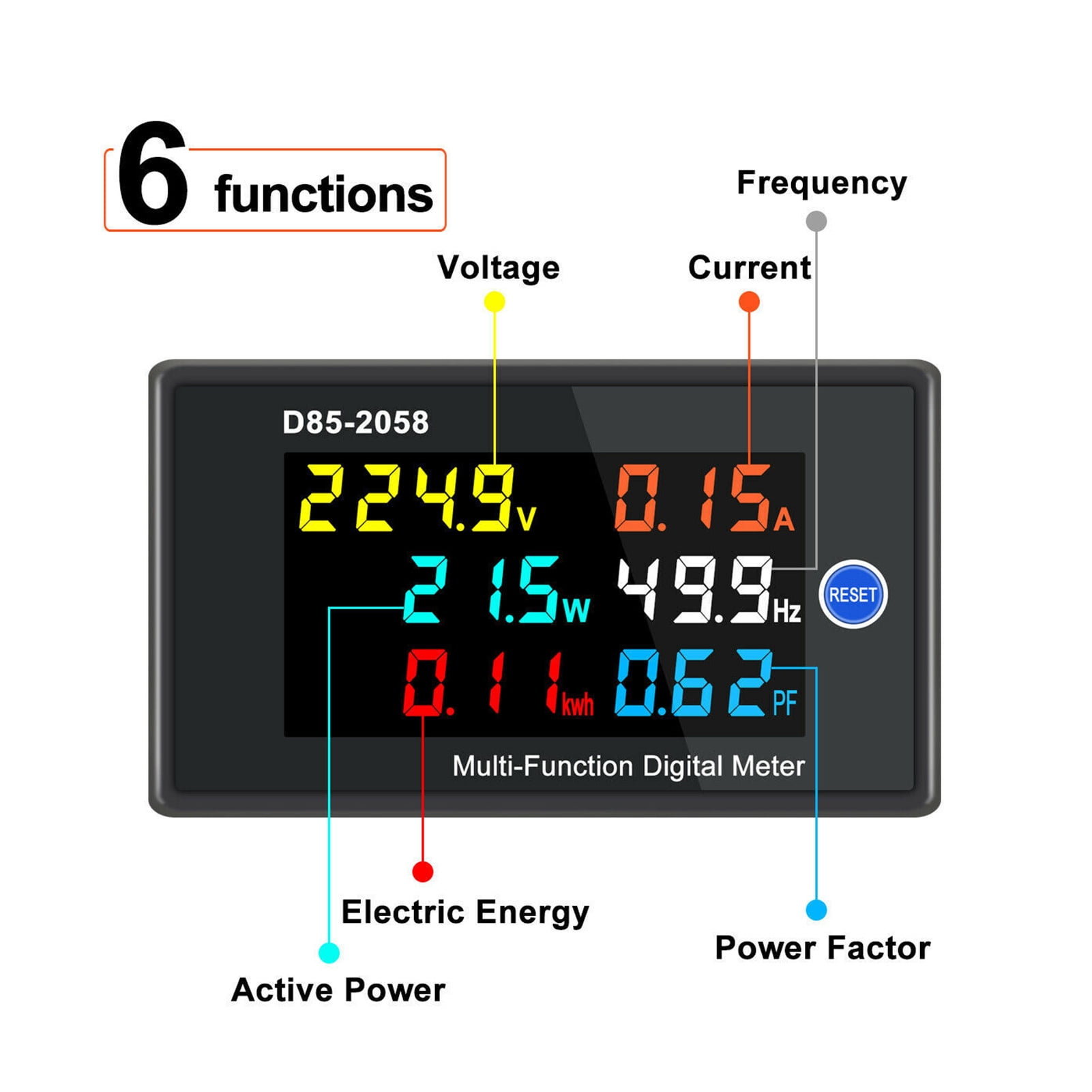 Buy Kkmoon Multi-Function Single Phase Digital Meter Lcd Display Ac Voltage Ac Current Power ...