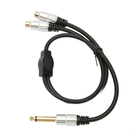 Dual Y Splitter Cable, Black 19.7in Dual Female To 6.35mm Male Cable ...