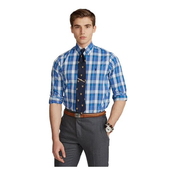 POLO RALPH LAUREN Mens Blue Plaid Collared Classic Fit Button Down Shirt 3XB - Walmart.com