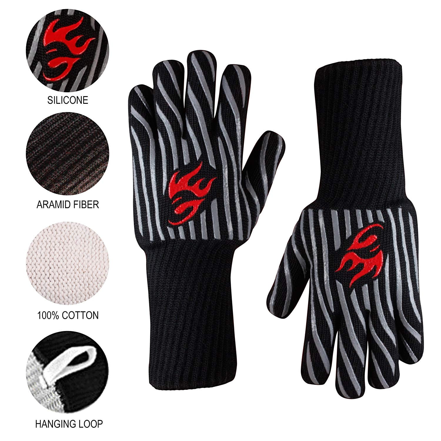 Evridwear 932°F Extreme Heat and Cut Resistant BBQ Gloves (Extended ...