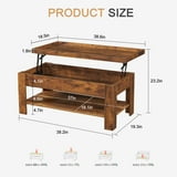 VECELO 39" Wood Lift Top Coffee Table, Rising Center Table with Hidden ...