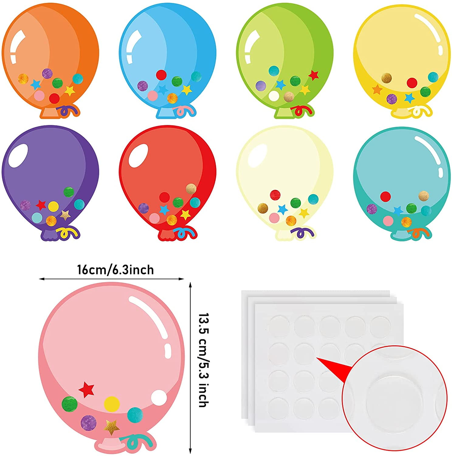 45 Pieces Colorful Balloons Cut-Outs, Balloon Accent Paper Cutout ...