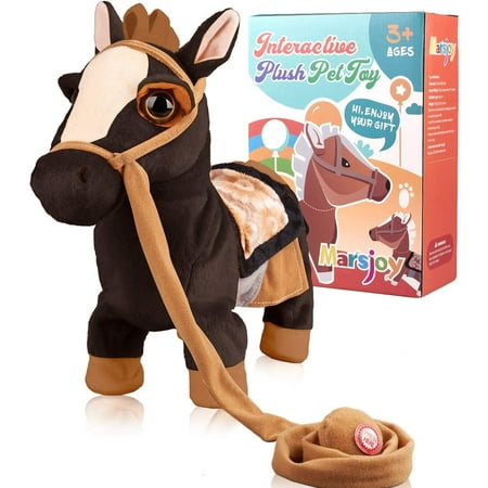 Black Walking Pony Toy Musical Singing Dancing Plush Interactive Pony ...