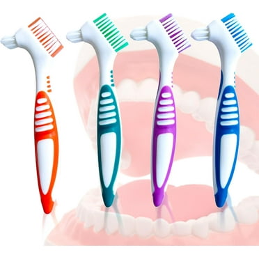 Set of 1- Luminant Denture Brushes (3 count) Angled Bristles Dental ...