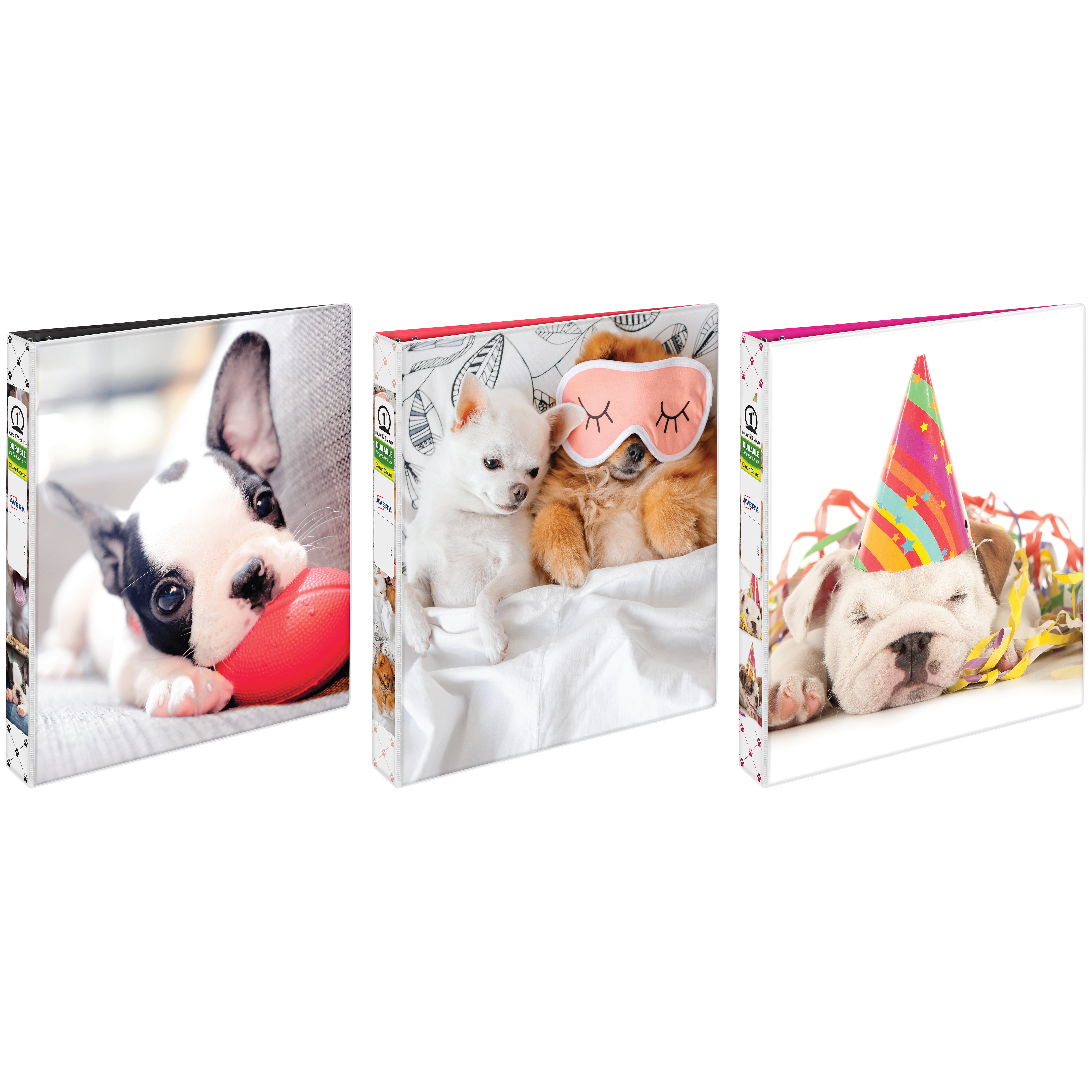 Avery Puppy 3 Ring Binder, 1" Round Rings, 1 Assorted Binder - Walmart.com