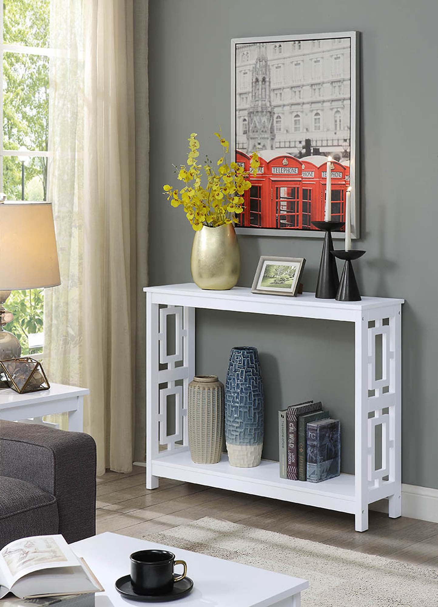 Convenience Concepts Town Square Console Table, White - Walmart.com