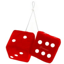 Zone Tech Red Fuzzy Dice Pair - Car Interior Decorative Hanging Mirror ...