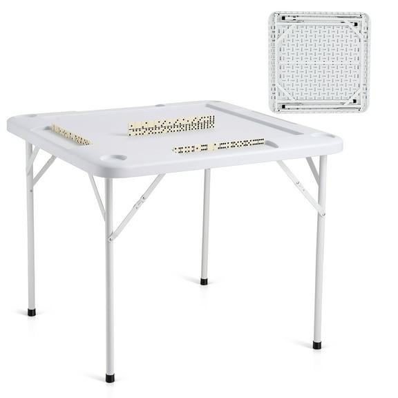 Bene Casa Foldable Domino Table with Built-In Drink Holders, 38” x 38 ...