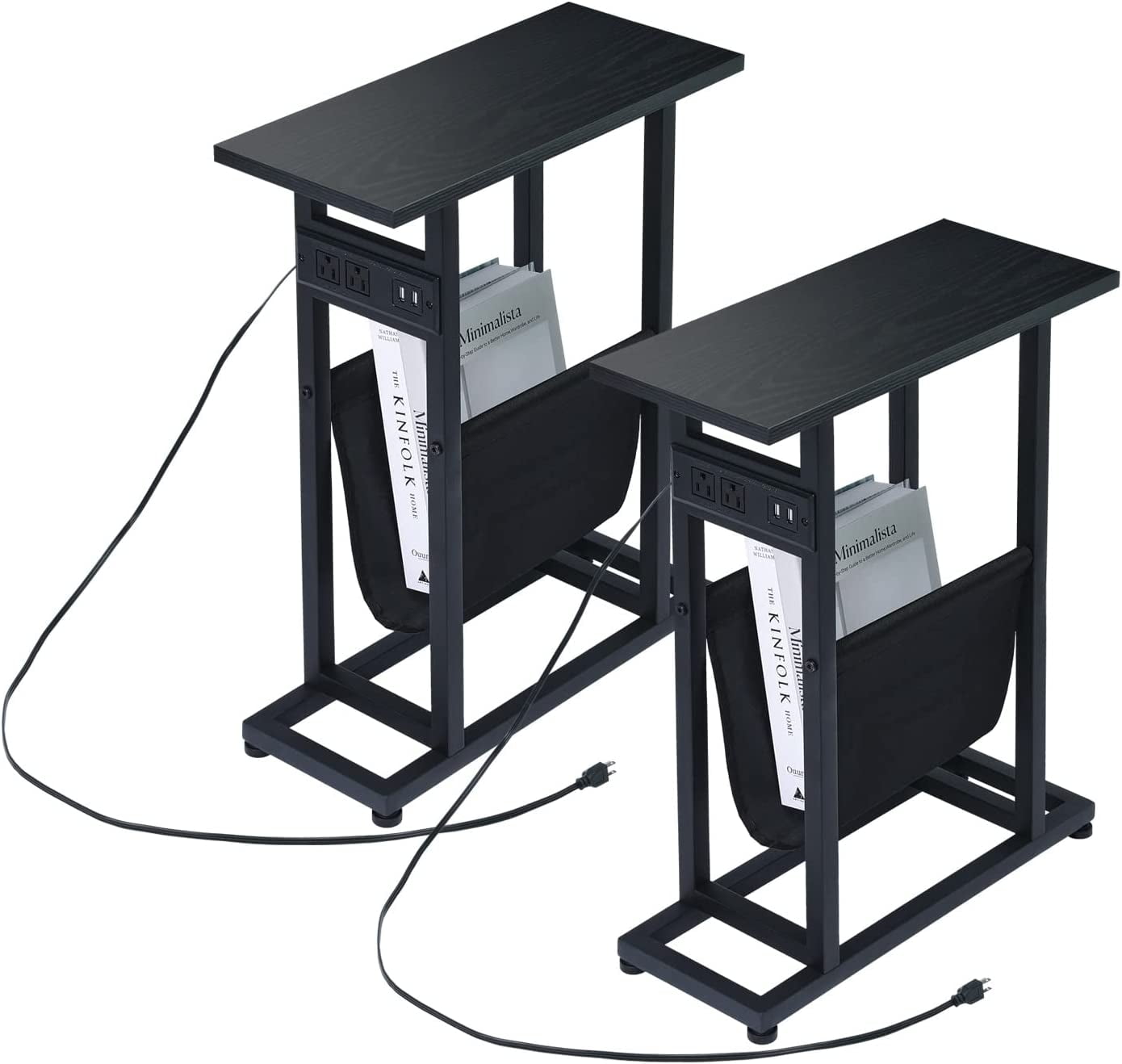 SHMAMT Side Table with Charging Station Set of 2 - Small Sofa Table ...