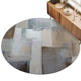 Brown Gray Gradient Color Block Round Rug 3ft Abstract Oil Painting Art ...