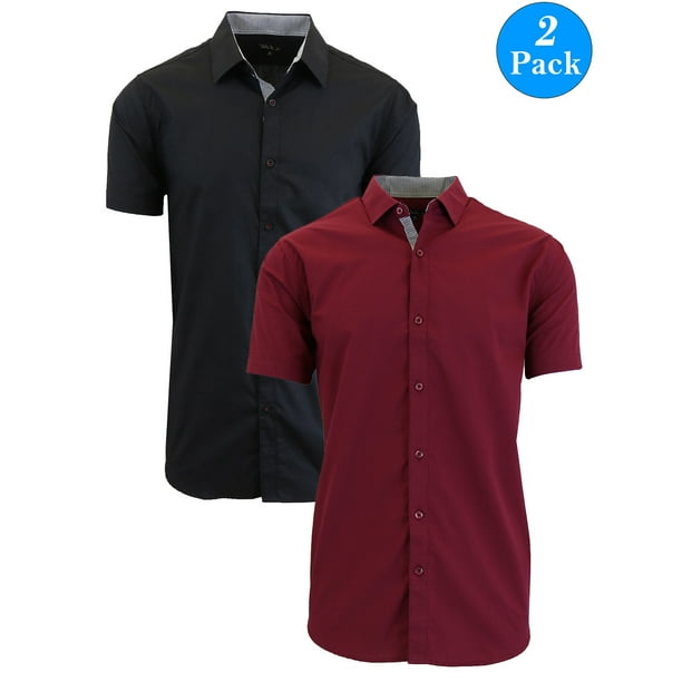 Gbh Mens Short Sleeve Slim Fit Solid Dress Shirts 2 Pack Walmart