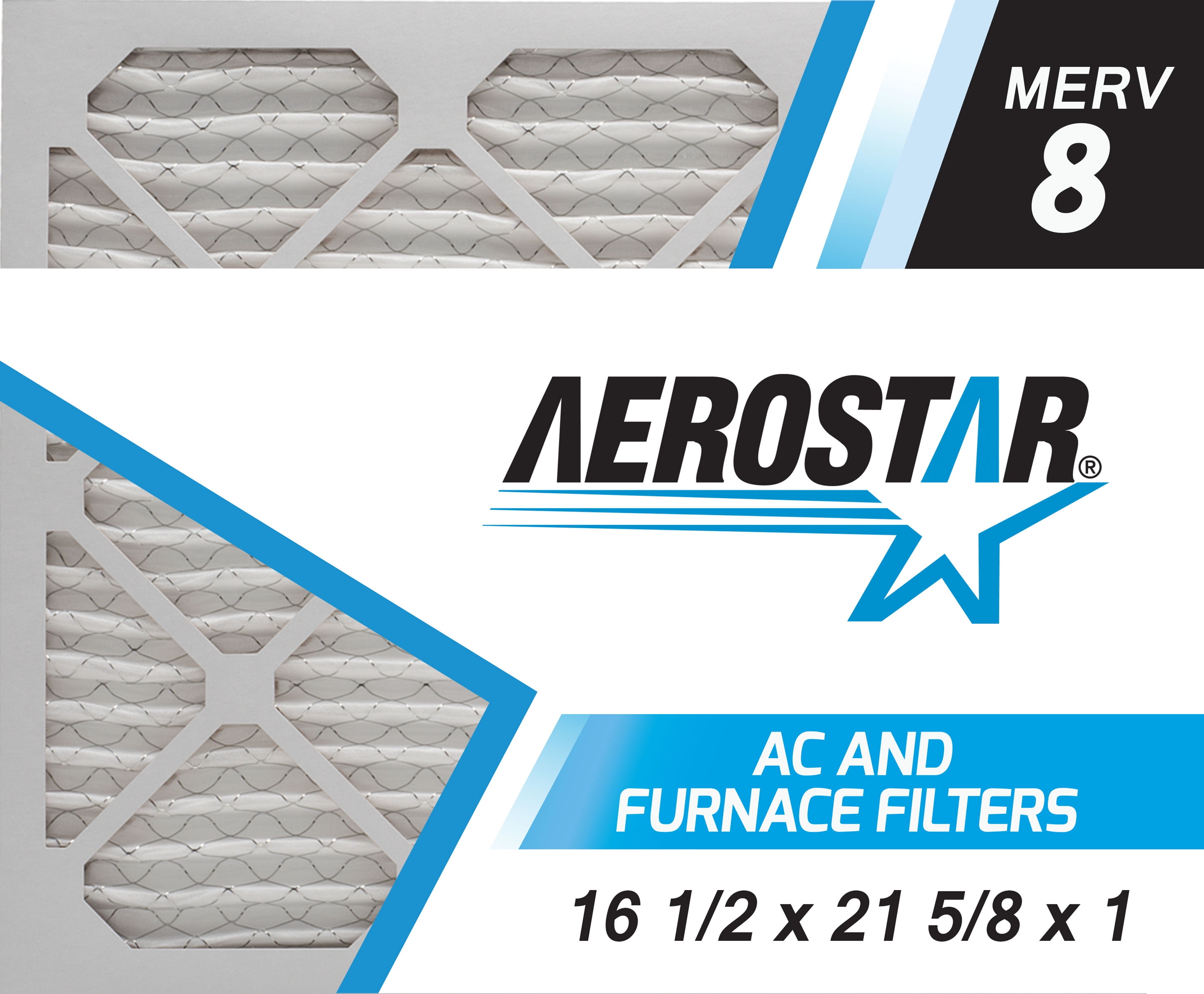Aerostar 16 1/2x21 5/8x1 MERV 8, Pleated Air Filter, 16 1/2x21 5/8x1 ...