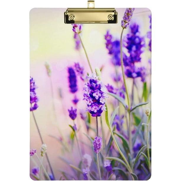 FMSHPON Lavender Flower Field Clipboard Hardboard Wood Nursing Clip ...