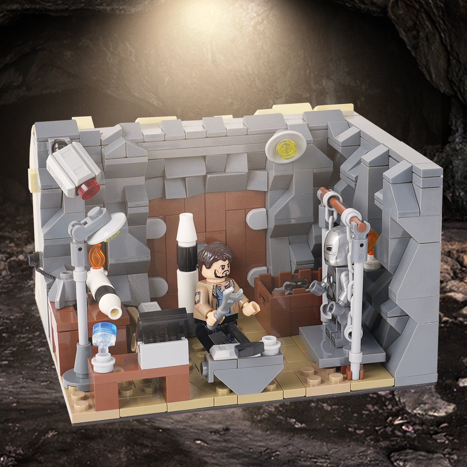 Iron Man Tony Stark Assemble MK 1 Cave Vignette Minifigures Moc Bricks ...