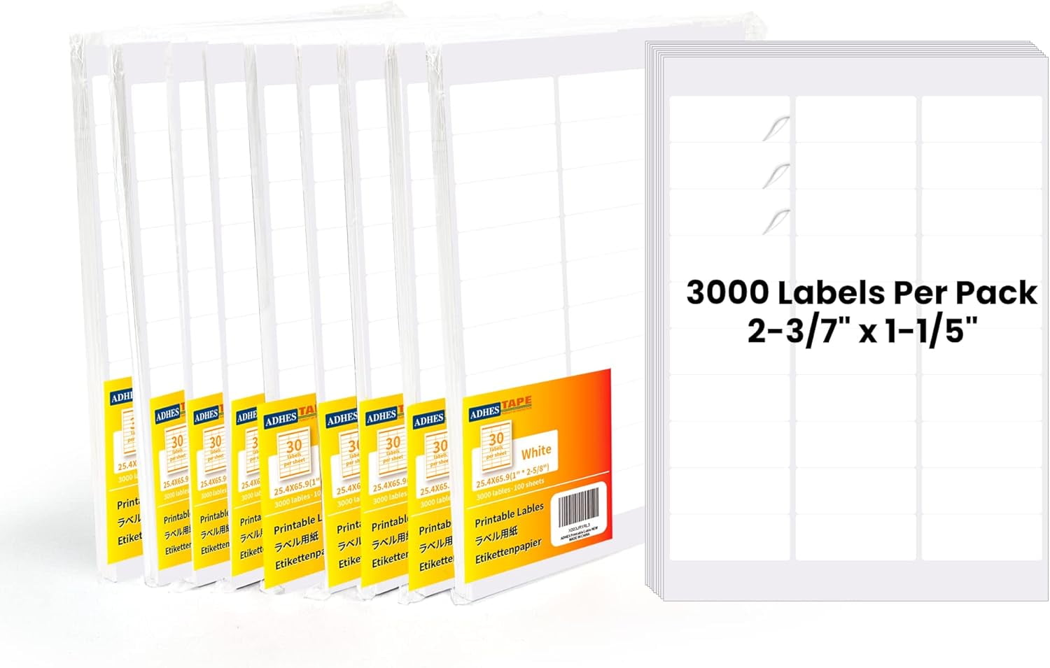 UTAH-ADHES Printable Lables 1-2/5"x 2-3/5"(25.4mm*65.9mm) Direct Thermal Labels, 1000 Sheet ...