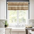 Brown Wood Grain Kitchen Curtains Valance and Tier Set Vintage Board ...