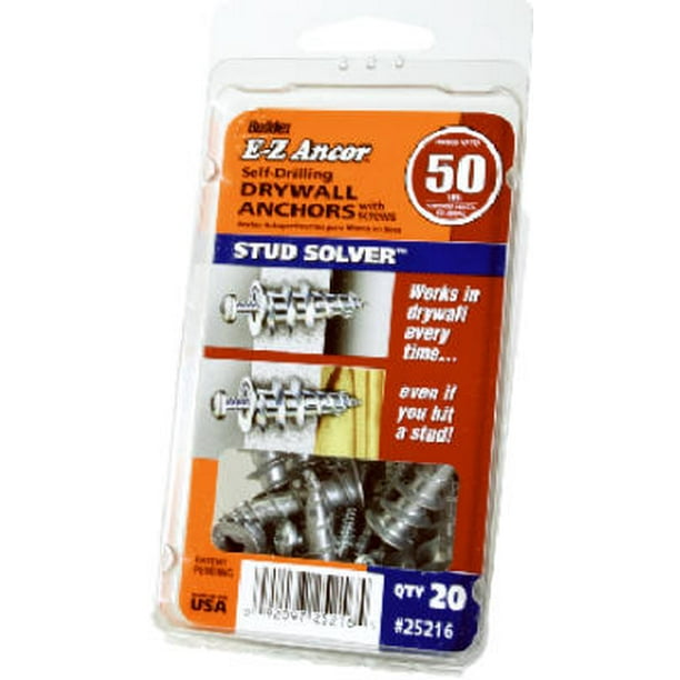 ITW Brands Stud Solver Drywall Anchors, Self-drilling, Metal, 50, 20 PK ...