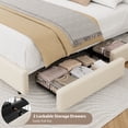 Teddy Fleece Bed Frame, Cloud Cream Bed Frame with 2 Storage Drawer and ...
