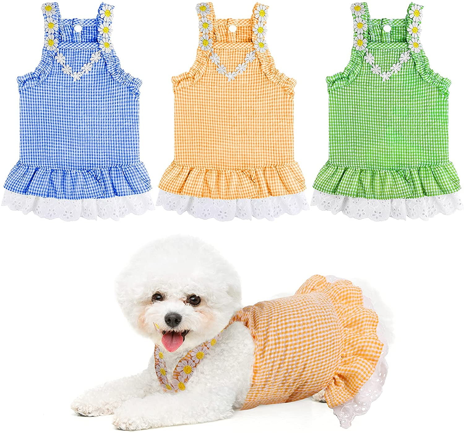 Dog Dresses for Small Dogs Girl Female Cute Plaid Dog Sundresses Puppy ...