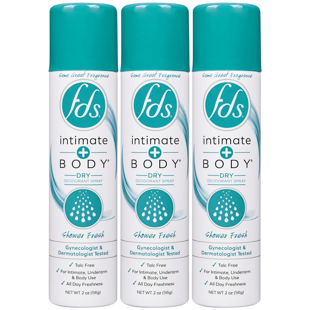 FDS Intimate + Body Dry Feminine Deodorant Spray, Shower Fresh, 3 pack ...