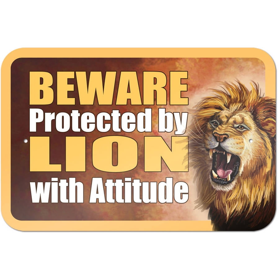 Beware Protected by Lion with Attitude Sign - Walmart.com