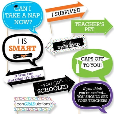 Big Dot of Happiness Funny Gold Graduation Party Photo Booth Props Kit ...