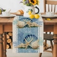 Burlap Table Runner 120 Inches Long, Underwater Starfish Shell Conch ...