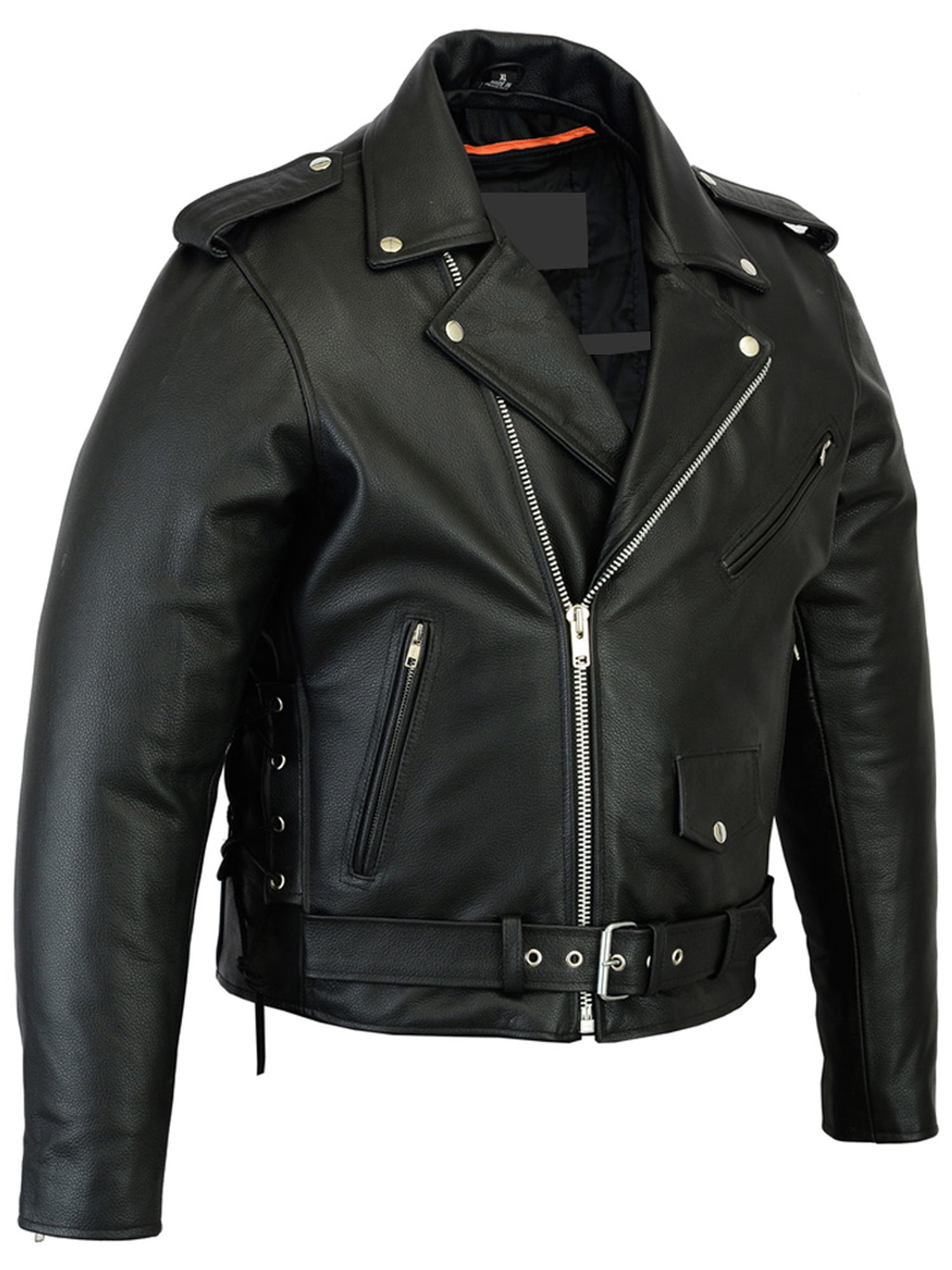 Men's Classic Side Lace Police Style Motorcycle Jacket - Walmart.com
