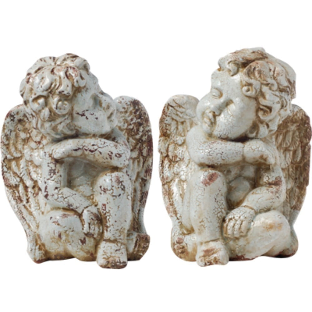 Distressed Ceramic Angel Figurines, Set of 2, Brown - Walmart.com