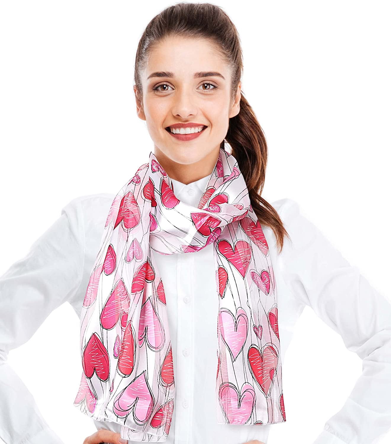 CBC Crown Falling Hearts Heart Valentines Day Theme 13" x 60" Silk ...