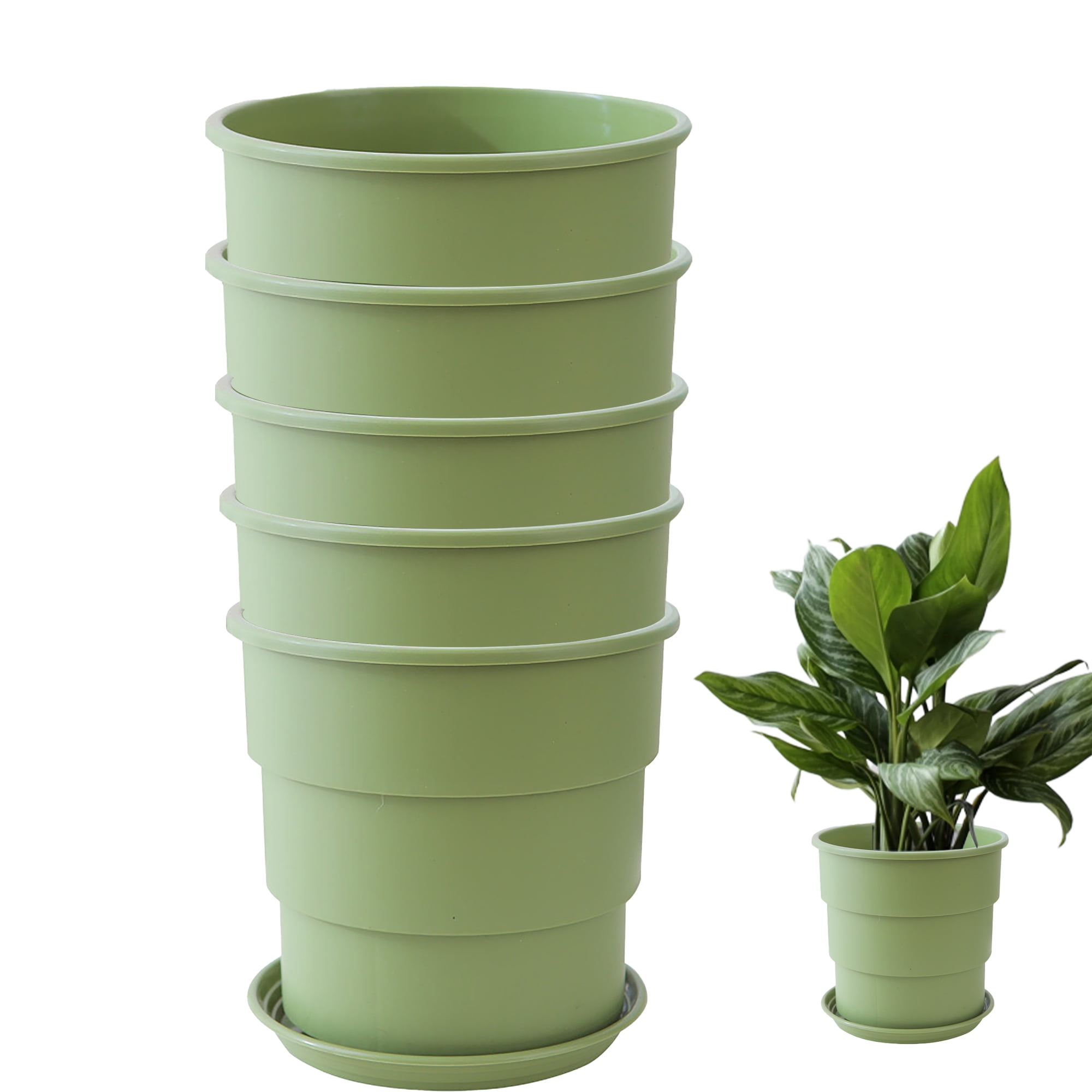 Cathoe 5Pcs Plastic Planters Outdoor Planter Flower Plant Pots with ...