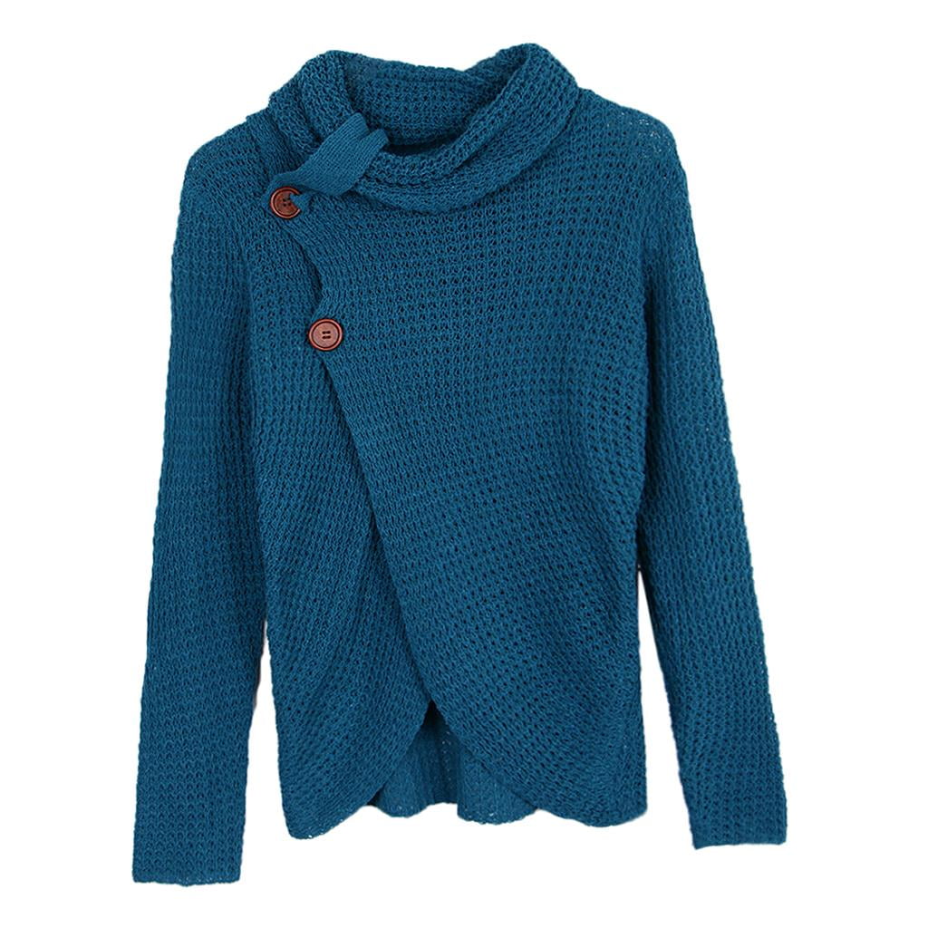 Suéter grueso de cuello de gallo Yinane Azul L | Bodega Aurrera en línea