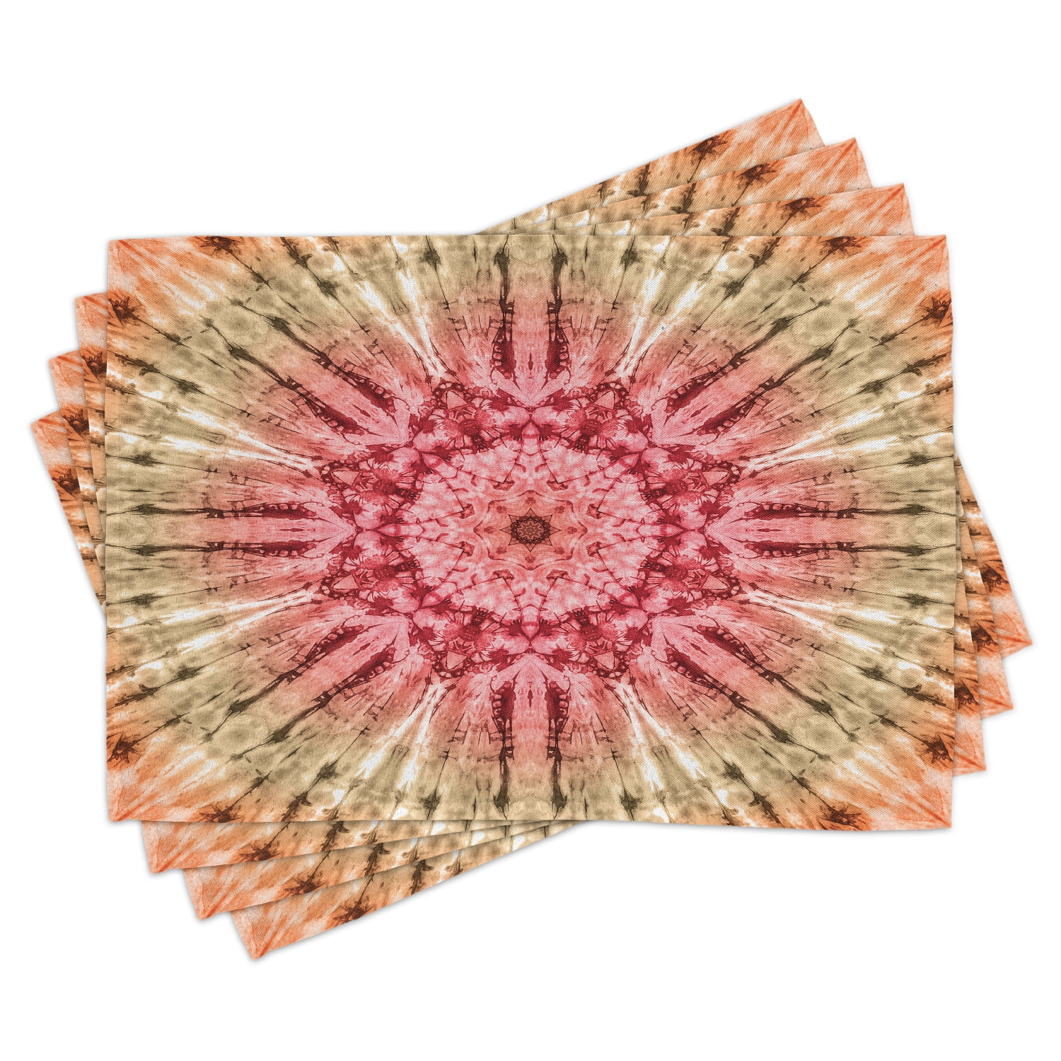 Ambesonne Batik Place Mats Set of 4, Batik Hippie Red Brown, Standard ...