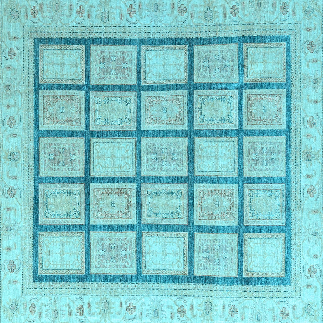 Ahgly Company Indoor Square Abstract Light Blue Modern Area Rugs, 6 ...