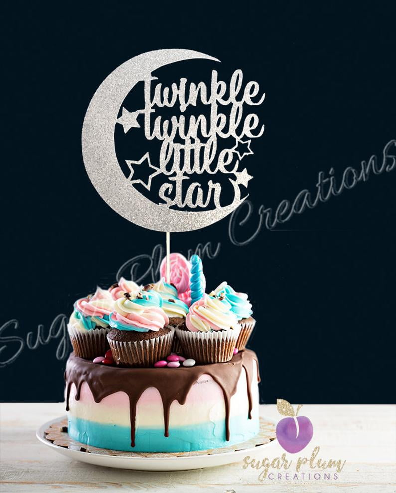 Twinkle Twinkle Little Star Cake Topper in Silver - Walmart.com