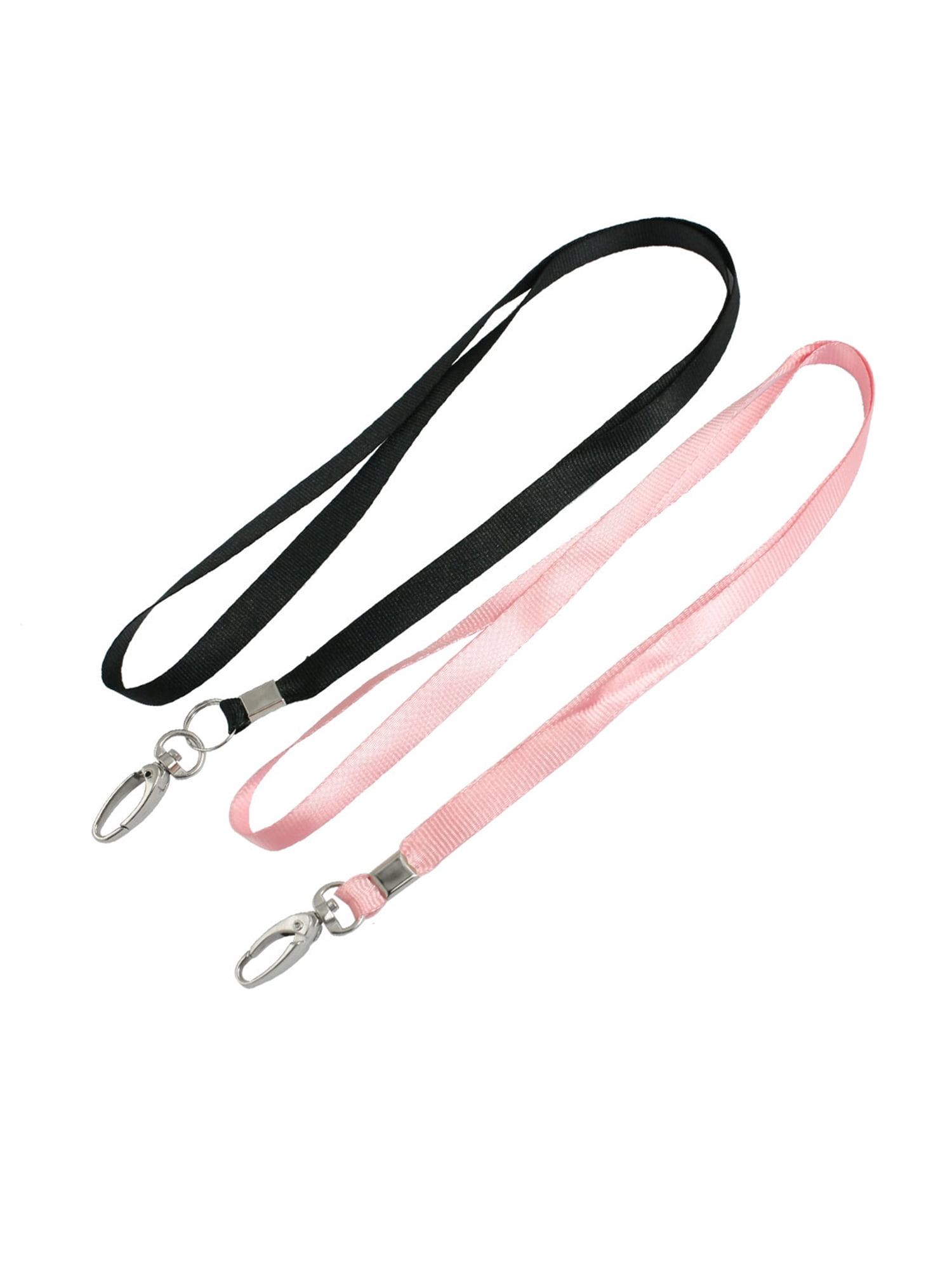 Unique Bargains 2 Pcs Pink Black Nylon Neck Strap Keys Holding Lanyard ...