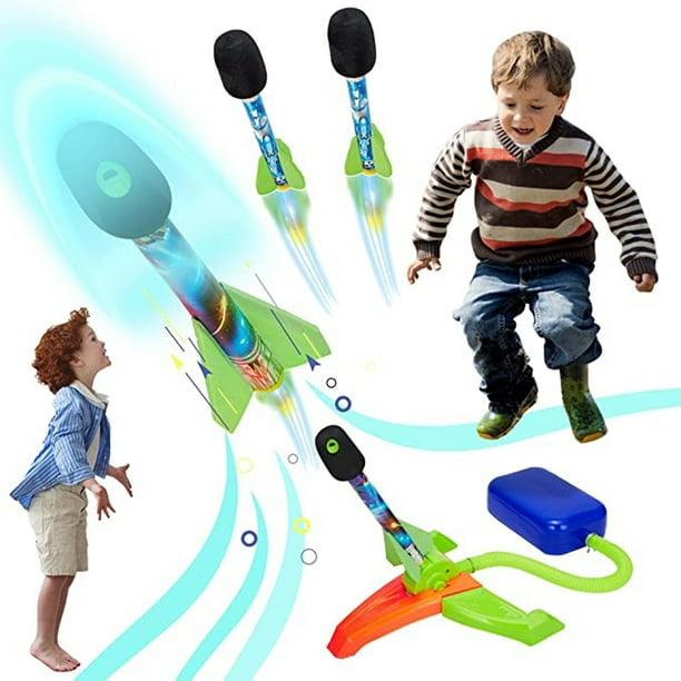 Jump Rocket Launchers for Kids Summer Outdoor Rocket Toys with 4 Foam ...