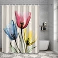 Bathroom Shower Curtain Spring Colorful Tulips Flower on Retro Linen ...