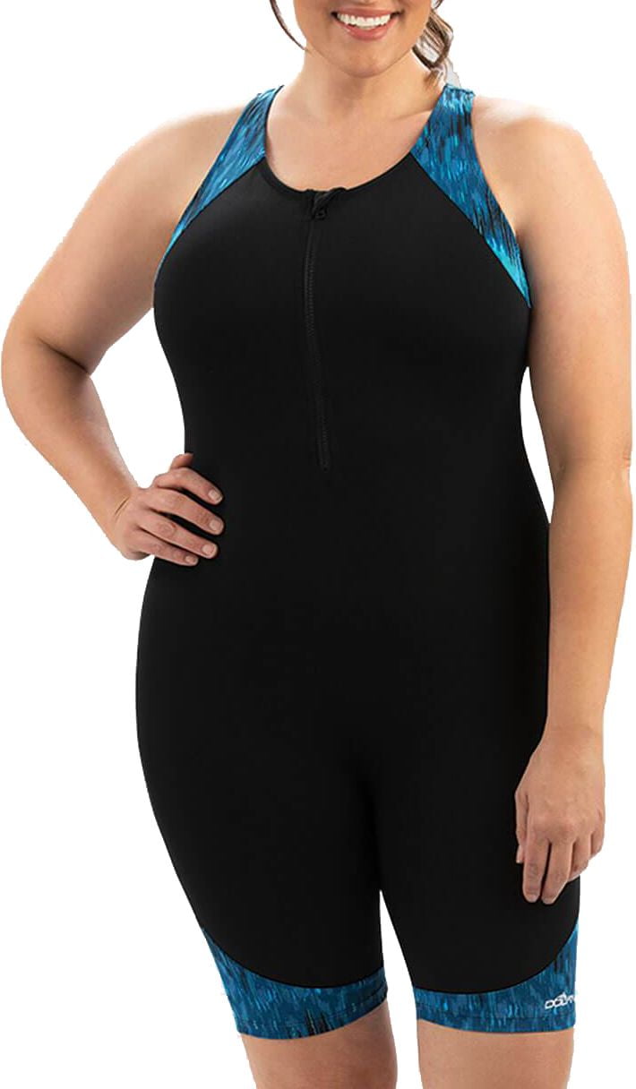 Dolfin Womens Racerback Zip Front Aquatard Swimsuit