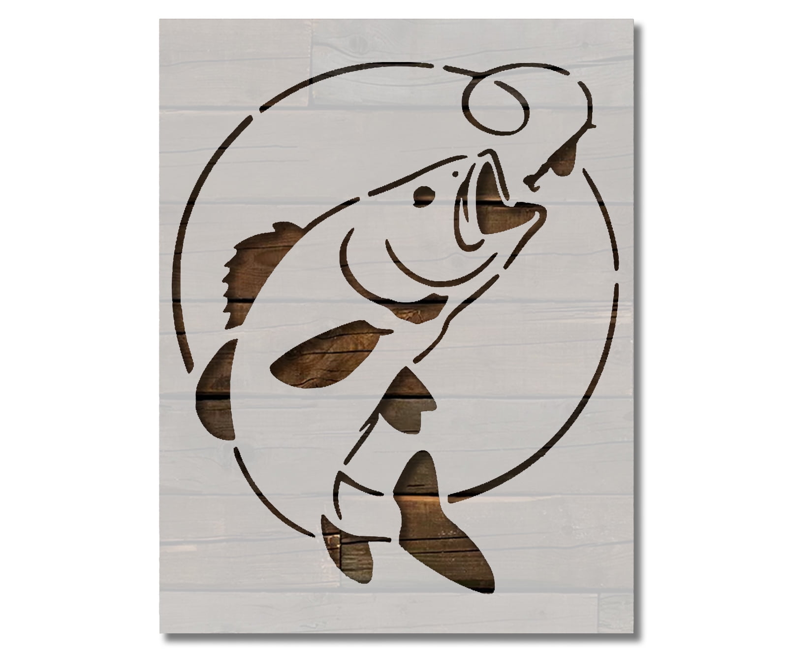 Bass Fish Fishing Stencil Template Reusable 8.5 x 11 for Painting on Walls, Wood, Etc. By ...