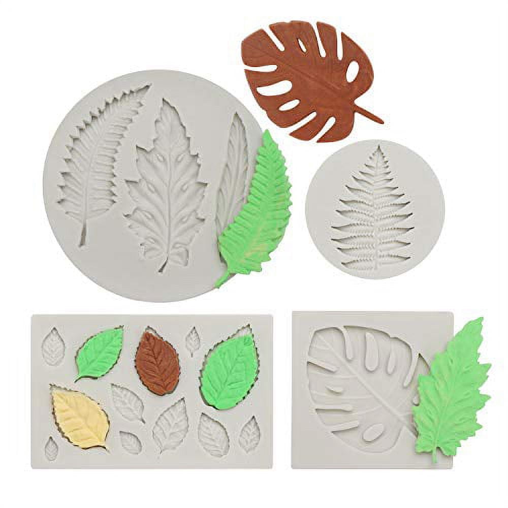Leaf Mold, Beasea 4pcs Leaf Fondant Mold Leaves Mold Silicone Rose ...