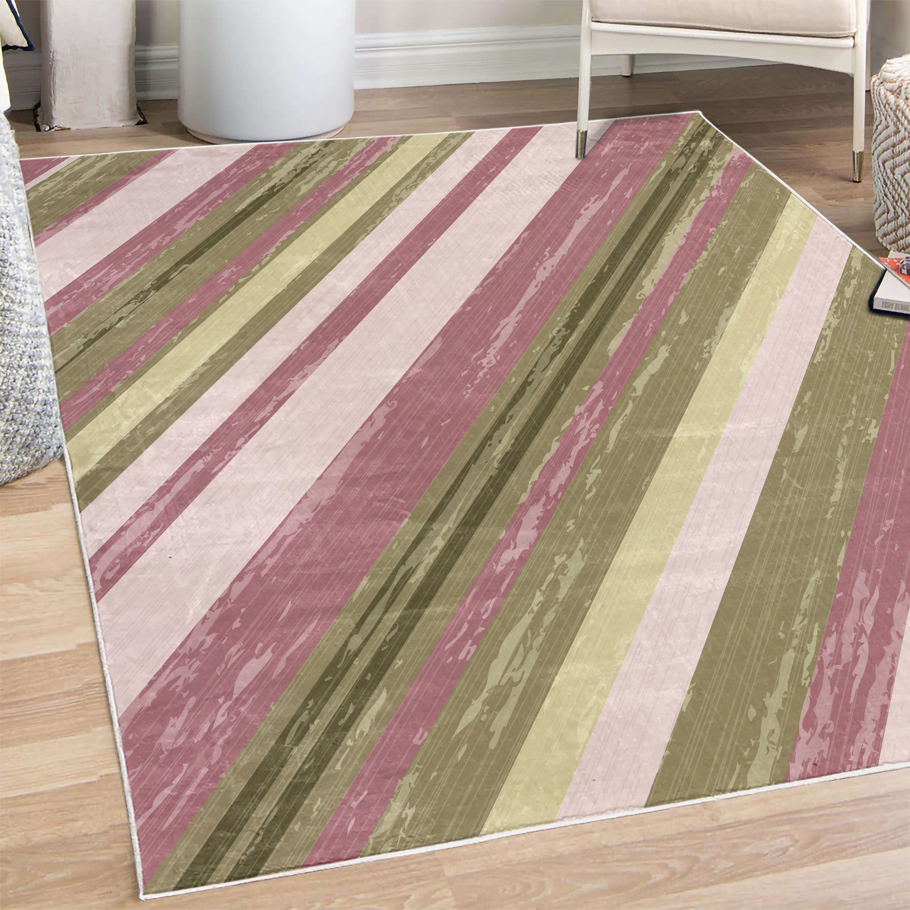 Vintage Decorative Rug, Diagonal Stripes on Old Aged Design Grungy ...