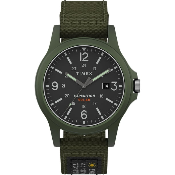 Timex Men's Expedition Acadia Solar 40mm Green Watch, Fabric Strap ...