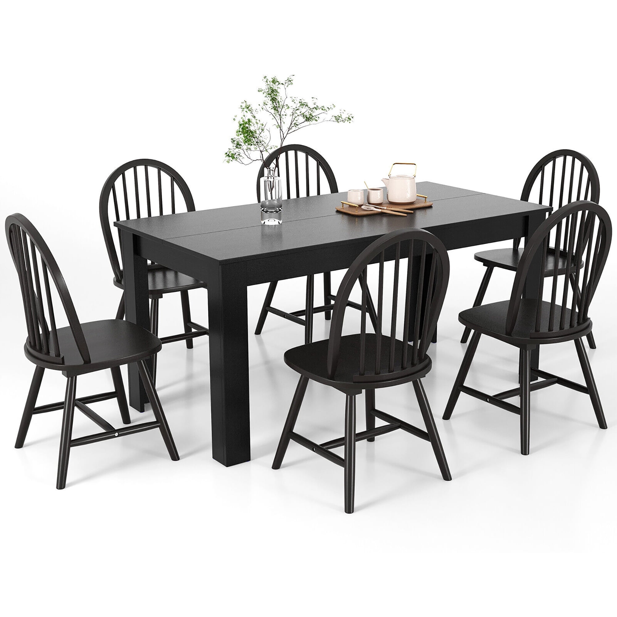 Click here for Gymax 7 Pcs Dining Set Rectangular Wooden Dining T... prices