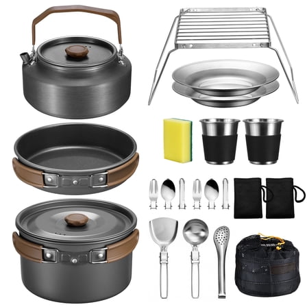 STANLEY 20-Piece Stainless Steel Backpacking Cookware Set, Camping Mess ...