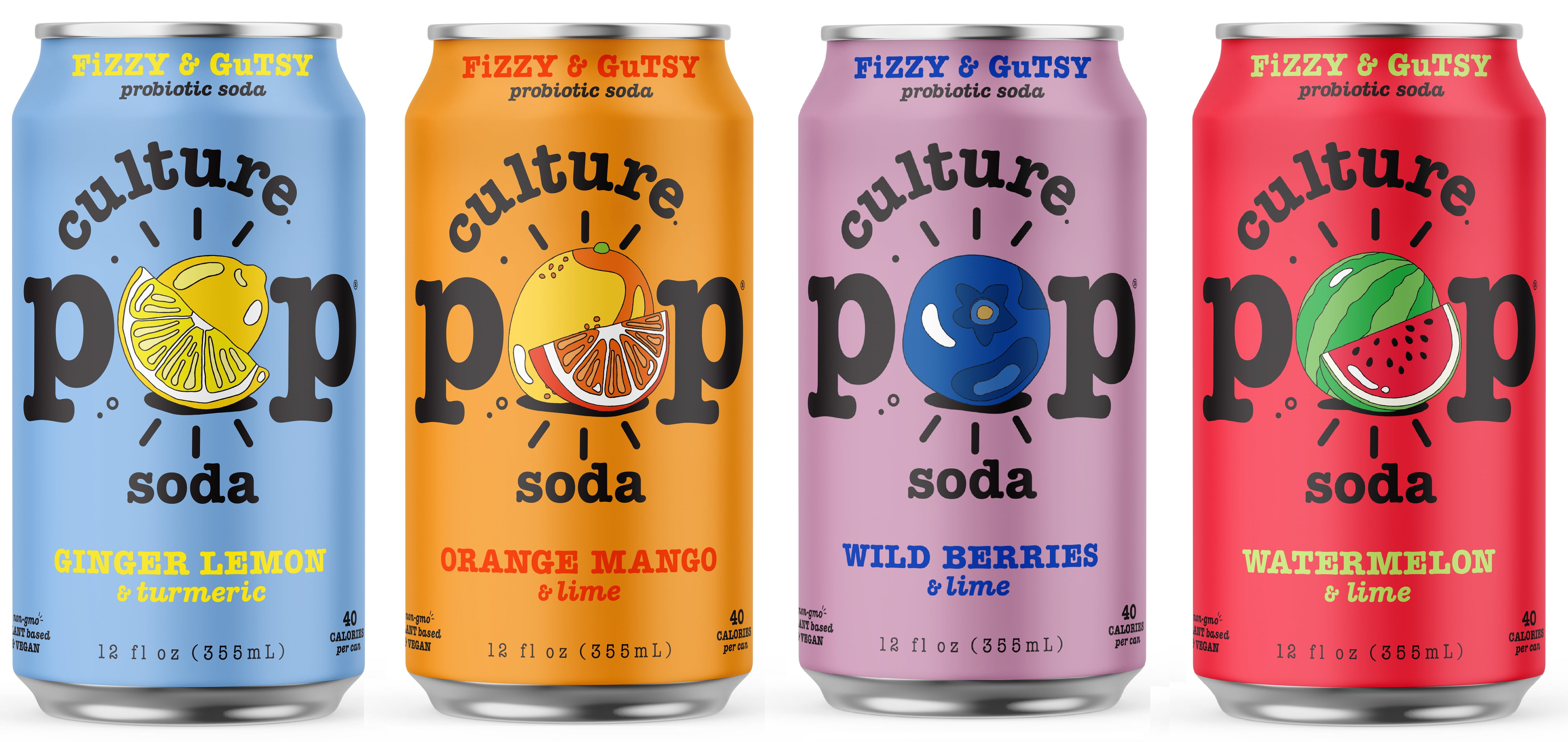 Culture Pop Sparkling Probiotic Soda, Feel Good Variety Pack, 12 Fl Oz Cans (Pack of 4 ...