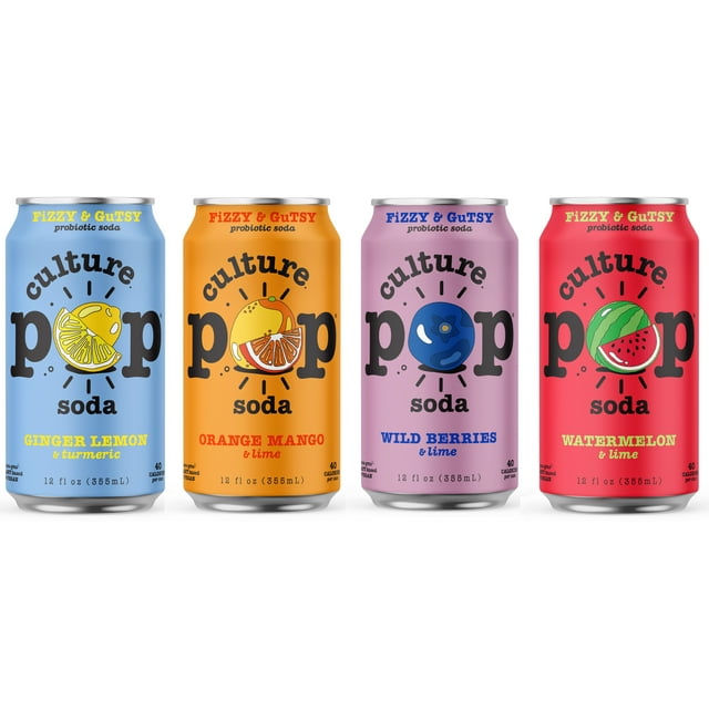 Culture Pop Sparkling Probiotic Soda, Feel Good Variety Pack, 12 Fl Oz ...